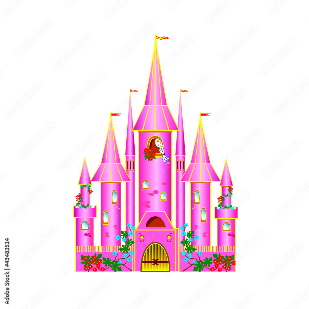 Cartoon pink castle Stock Vector | Adobe Stock