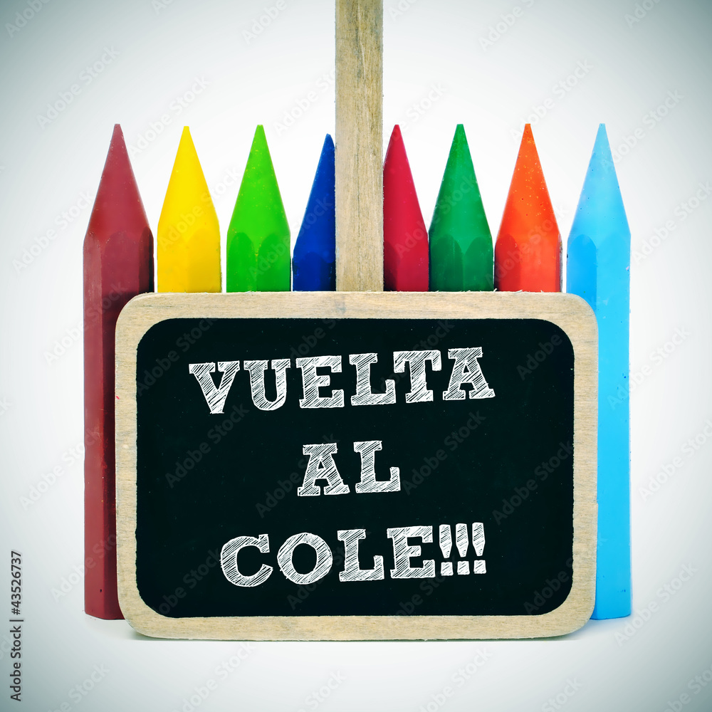 back to school written in spanish: vuelta al cole Stock Photo | Adobe Stock