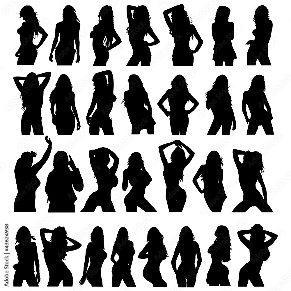 Sexy Girl Black Silhouette Set Vector Stock Vektorgrafik Adobe Stock