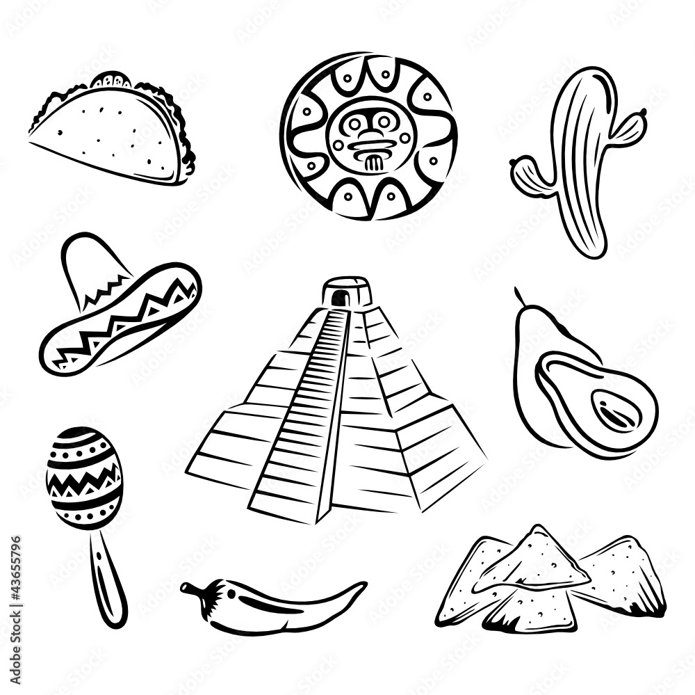 Mexico, Mexiko, Maya, design elements, vector set Stock Vector | Adobe ...