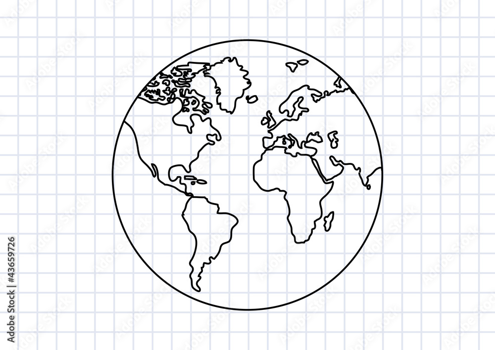 Drawing of Earth on squared paper Stock Vector | Adobe Stock