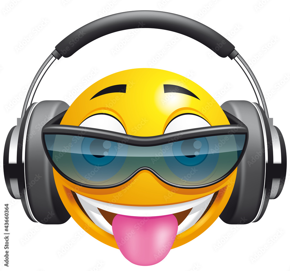Emoticon DJ EPS 10,includes transparency,mesh and blends) vector de ...