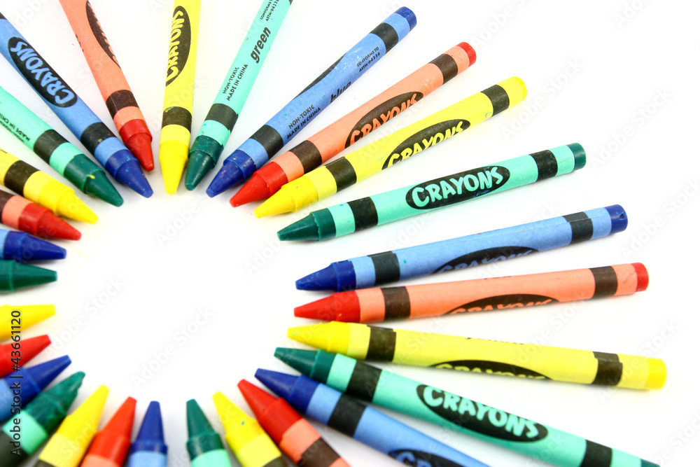 Colorful Wax Crayons With Points Forming A Circle Stock Photo | Adobe Stock