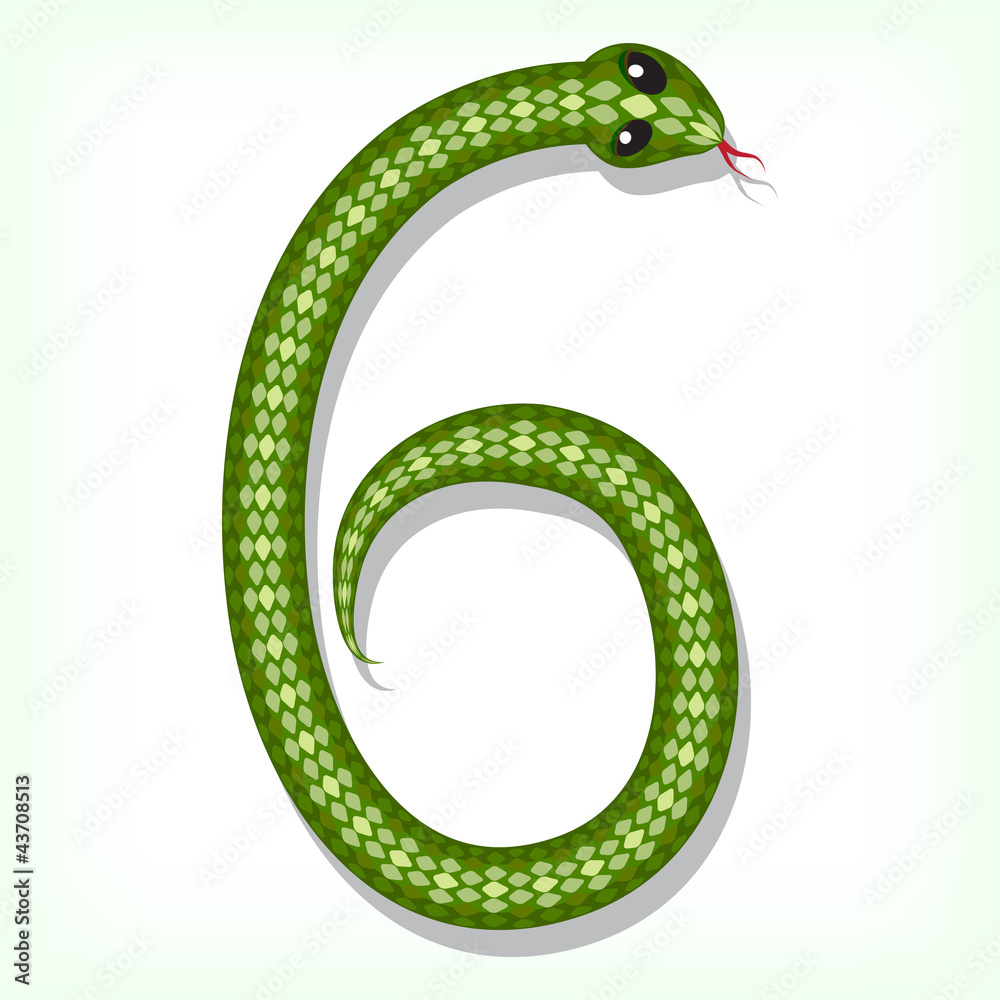 Snake font. Digit 6 Stock Vector | Adobe Stock