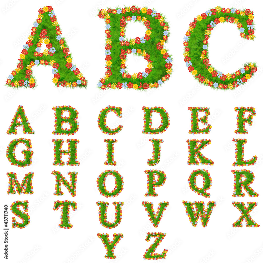 High resolution conceptual group grass fonts with flower Stock ...