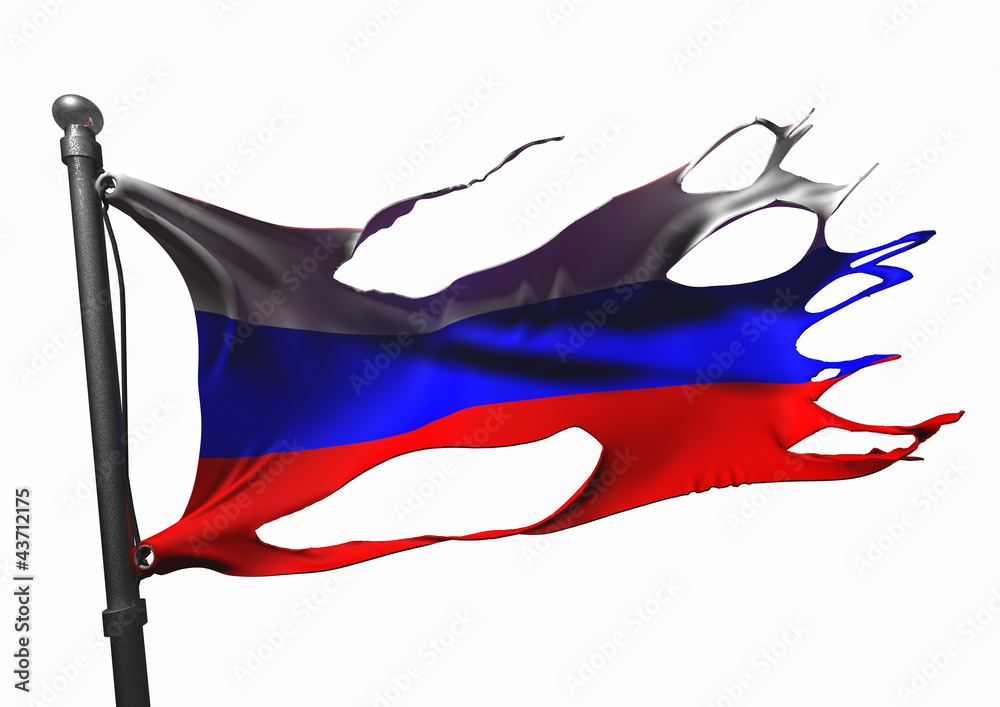tattered russian flag on white Stock Illustration | Adobe Stock