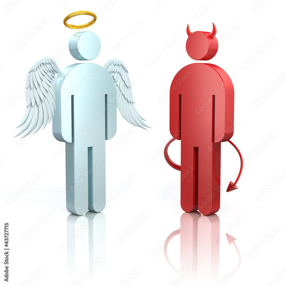 shoulder angel and devil 3d icons isolated Stock Illustration | Adobe Stock
