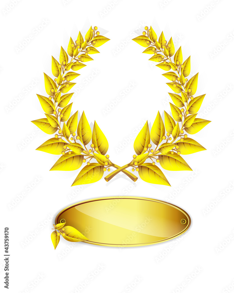 Gold laurel wreath and label for jubilee text on white. Eps10 Stock ...