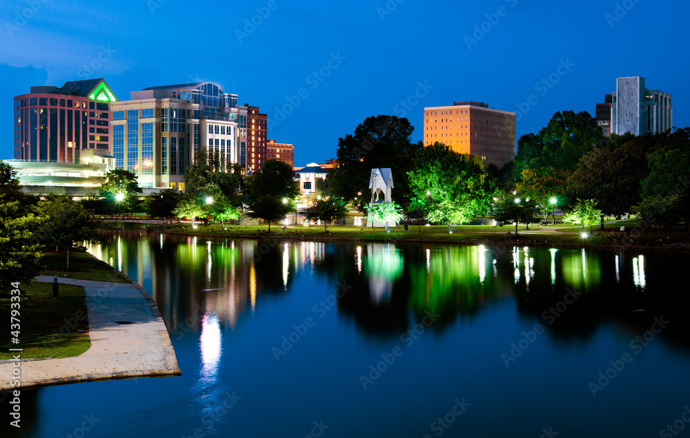Night cityscape scene of downtown Huntsville, Alabama Stock Photo ...