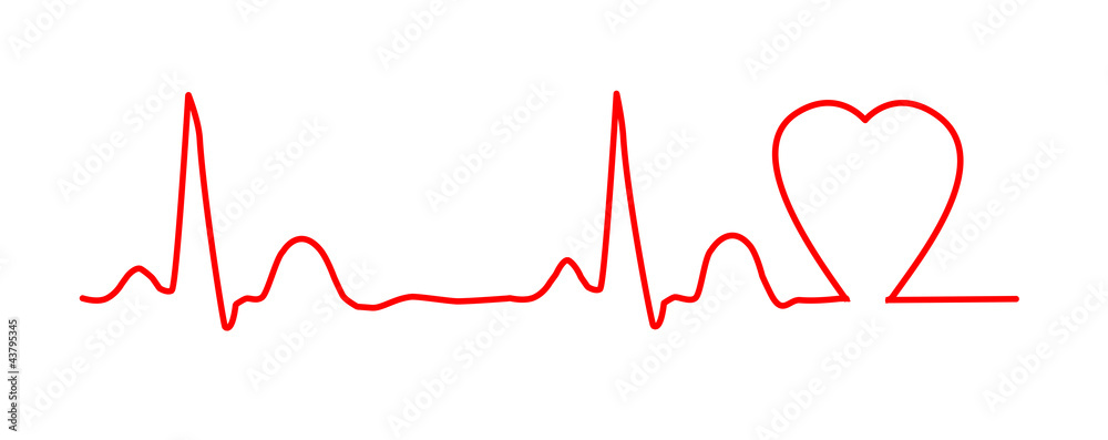 ECG graph with heart Stock Illustration | Adobe Stock