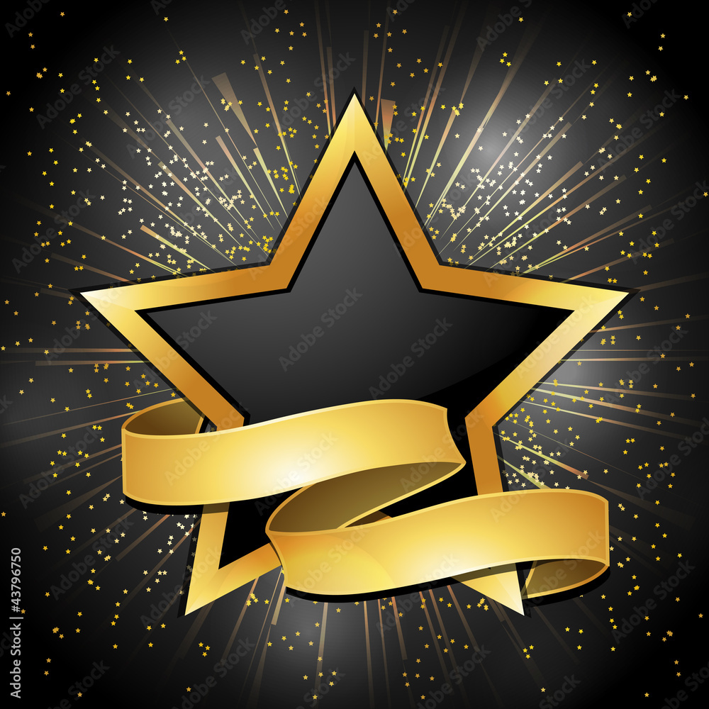 Black and gold star and banner background Stock Vector | Adobe Stock