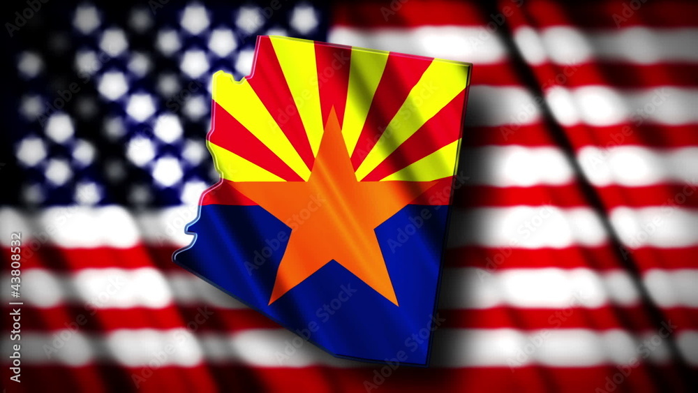 Flag of Arizona in the shape of Arizona state with the USA flag Stock ...
