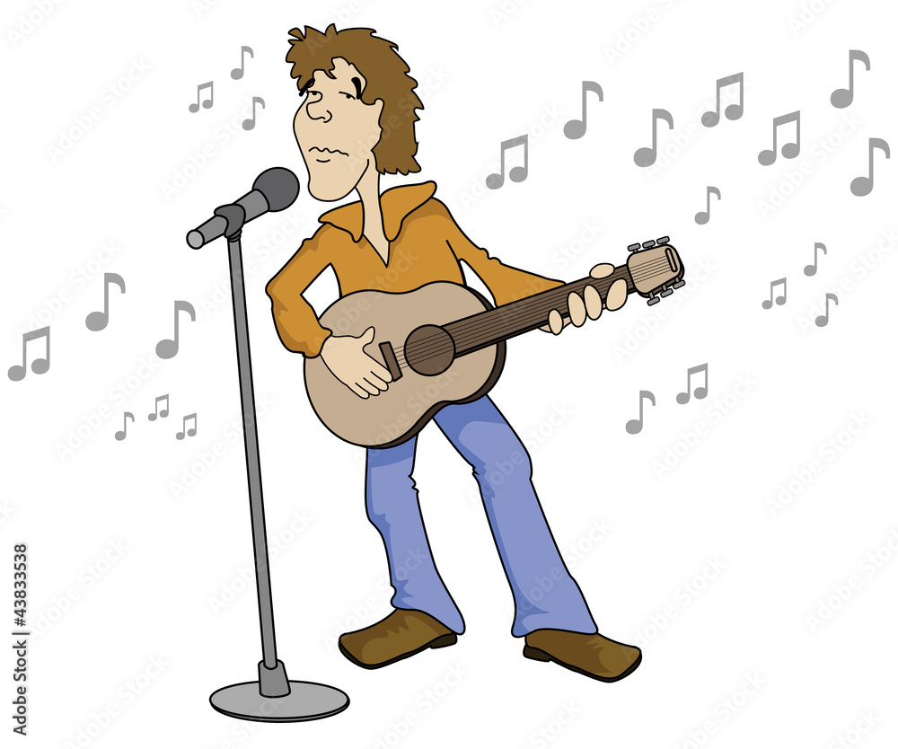 Cartoon Guitar Singer Stock Vector | Adobe Stock