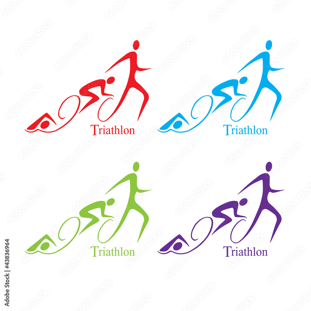 Vector triathlon symbol set Stock Vector | Adobe Stock