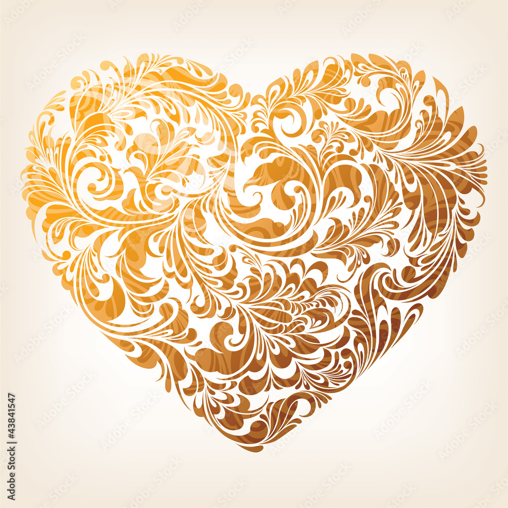 Ornamental Gold Heart Pattern Stock Vector | Adobe Stock