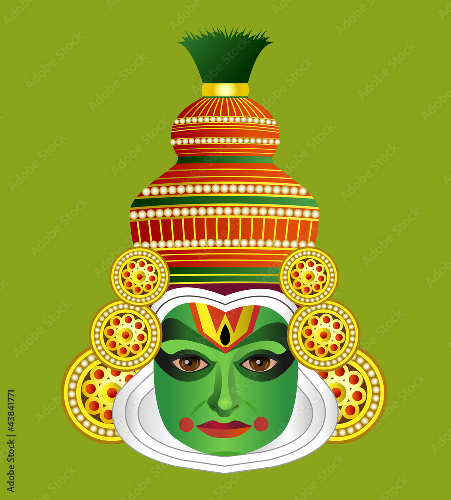 South Indian Traditional Kathakali Dancer Stock Vector | Adobe Stock