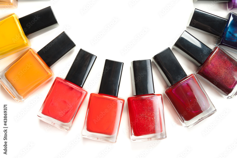 Coloured nail polish packed in a semicircle Stock Photo | Adobe Stock