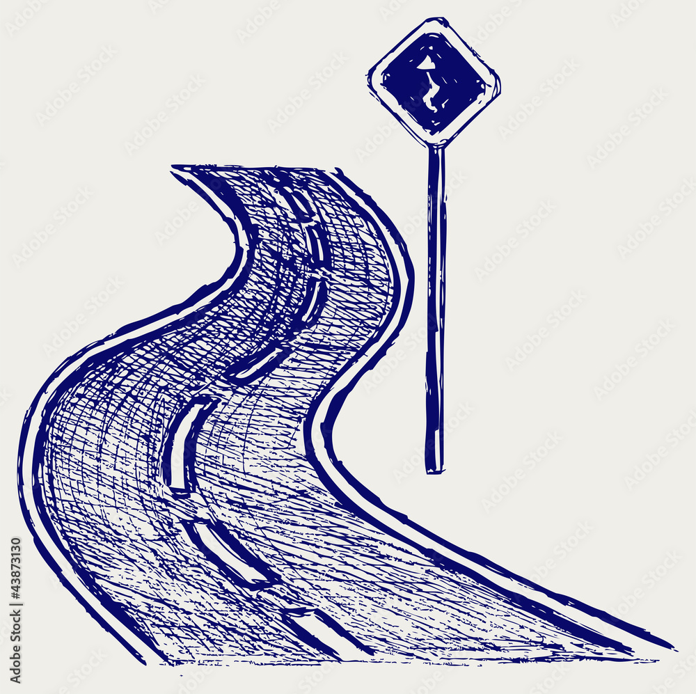 Curve road. Sketch Stock Vector | Adobe Stock