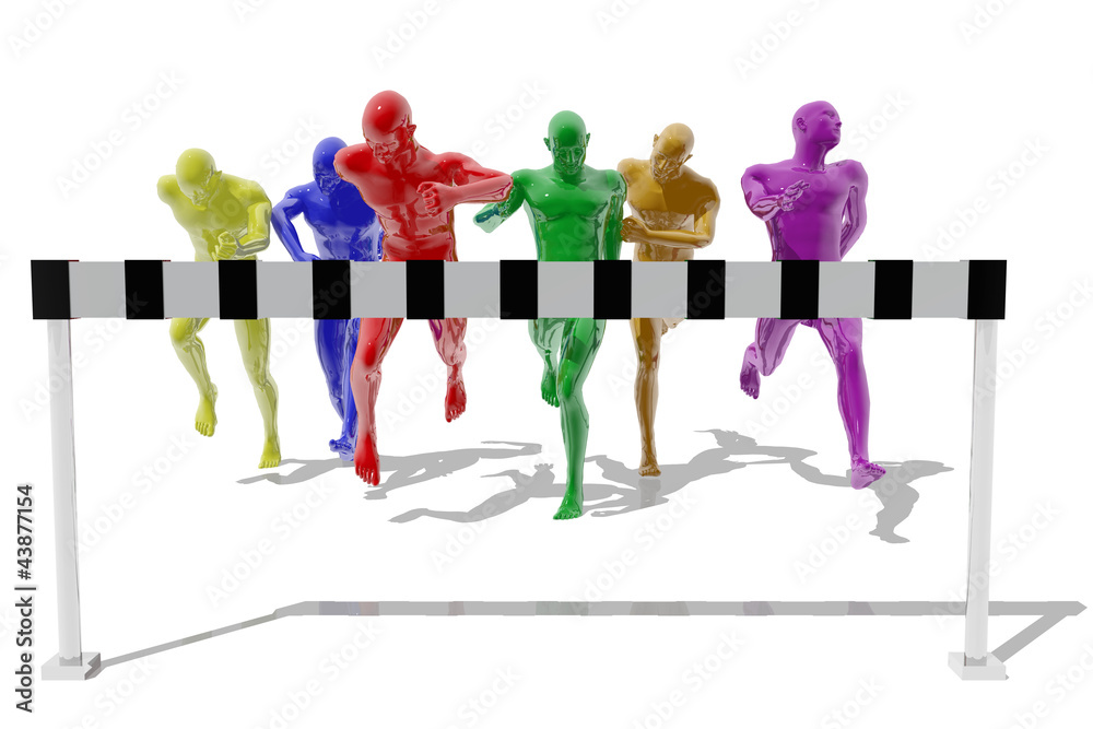 Corredores llegando a la meta Stock Illustration | Adobe Stock