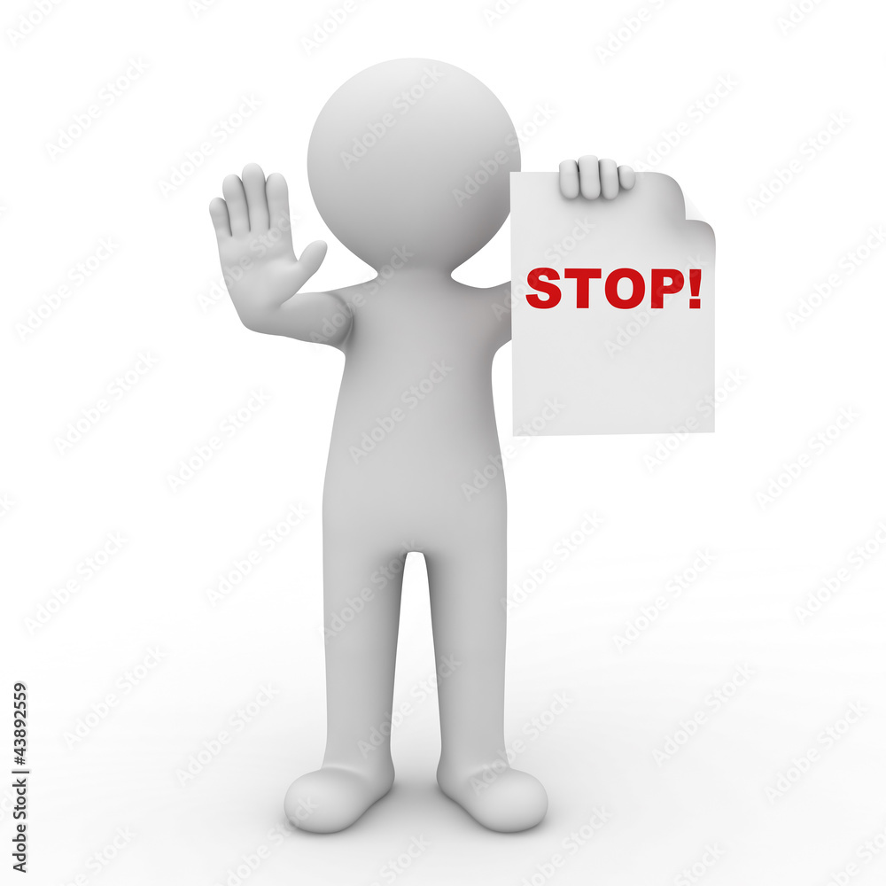 3d man making stop sign on white background Stock Illustration | Adobe ...