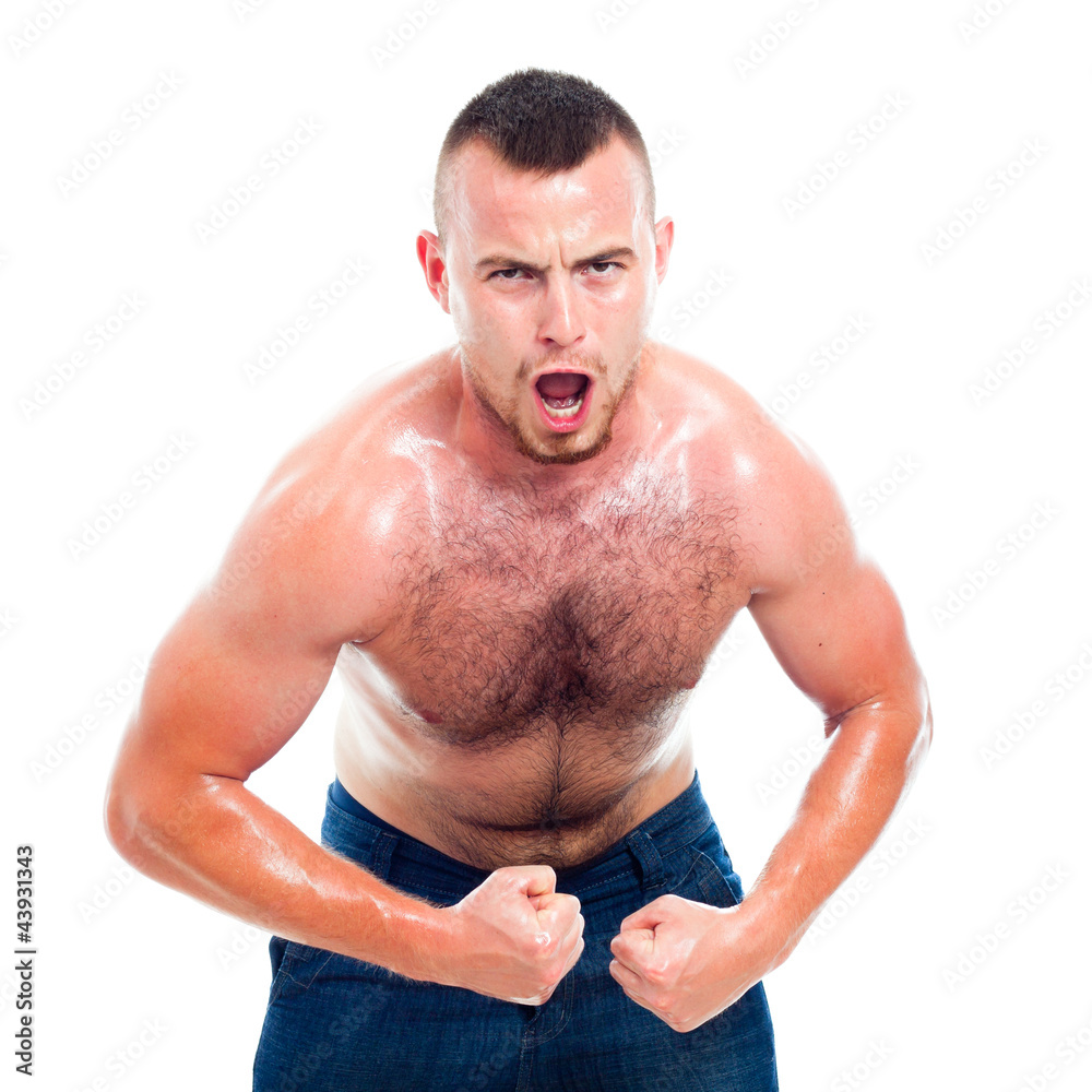 Angry muscular sports man Stock Photo | Adobe Stock
