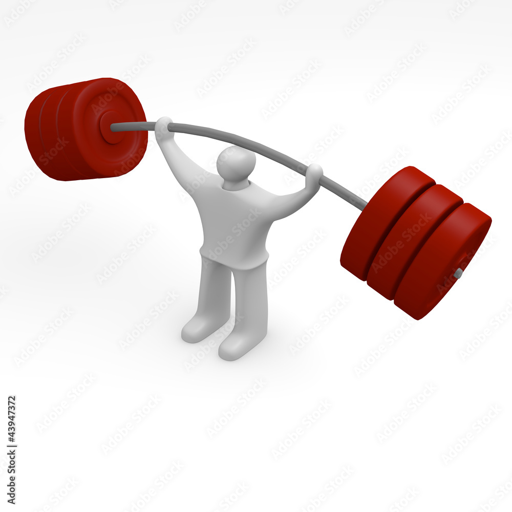 3d man lifting heavy weights Stock Photo | Adobe Stock