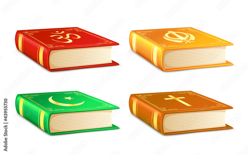 vector illustration of holy book for different religion Stock Vector ...