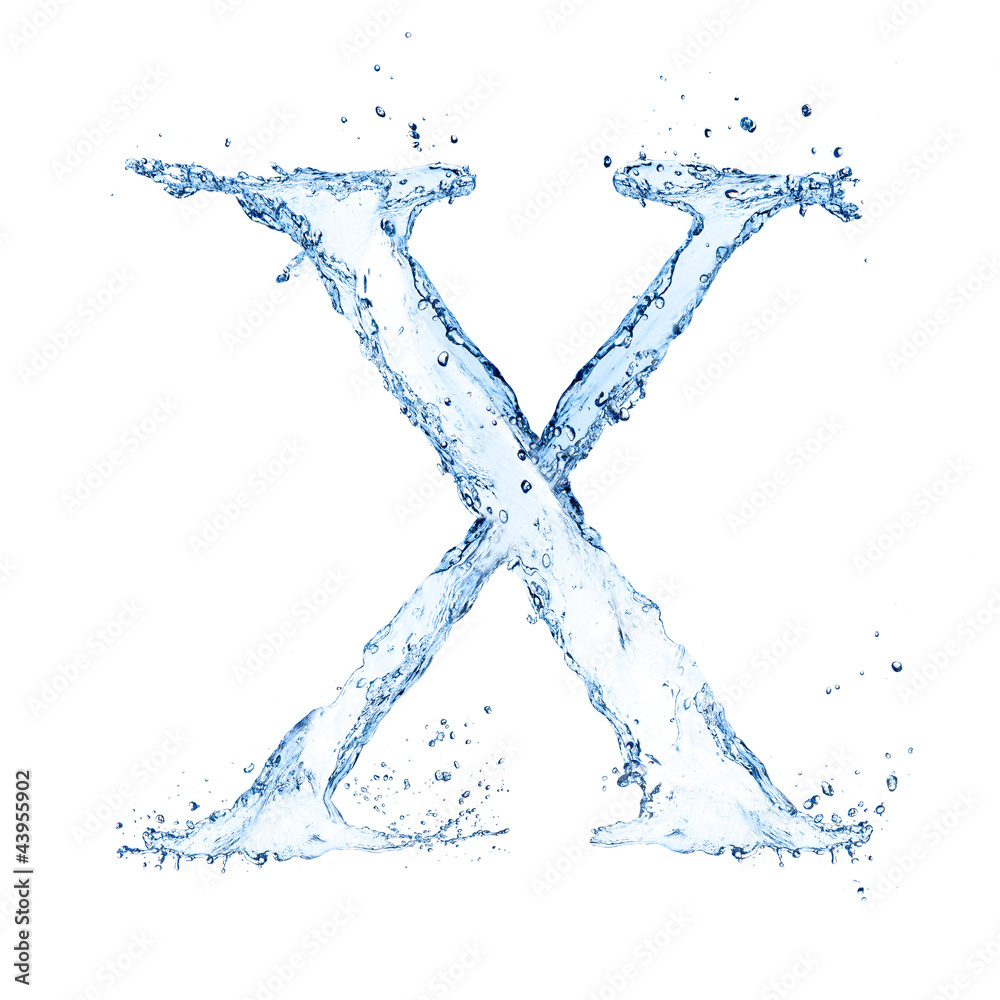 Water splashes letter "X" isolated on white background Stock ...