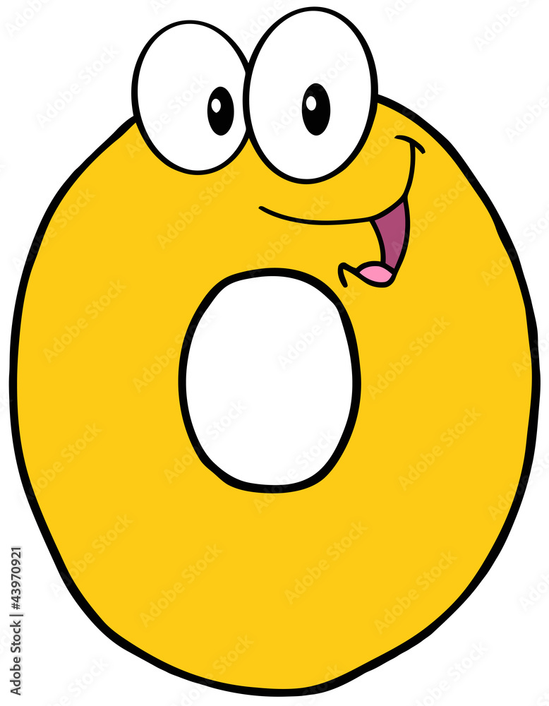 Number Zero Funny Cartoon Mascot Character Stock Vector | Adobe Stock
