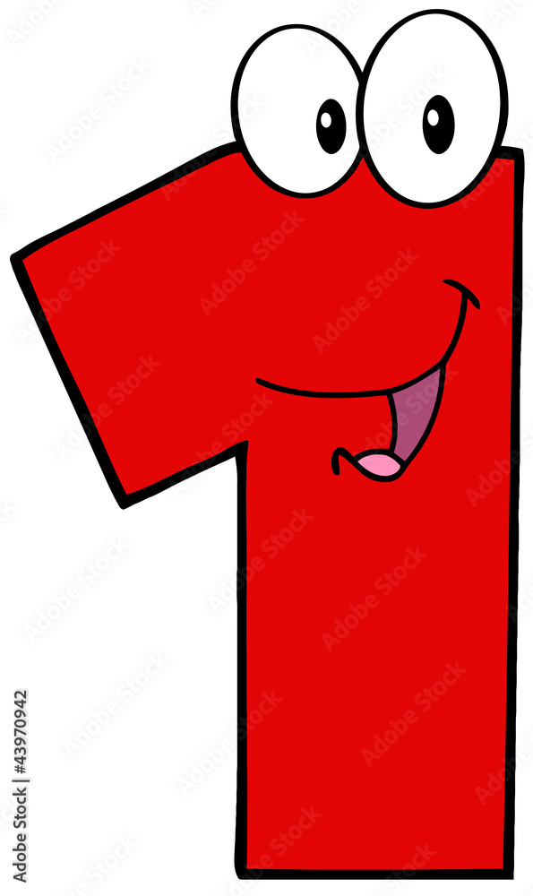Number One Funny Cartoon Mascot Character Stock Vector | Adobe Stock