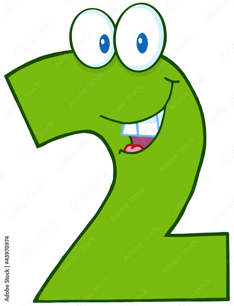 Number Two Funny Cartoon Character Stock Vector | Adobe Stock