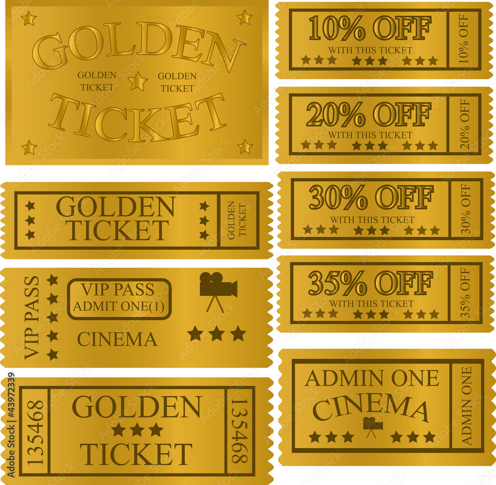 GOLD TICKET Stock Vector | Adobe Stock