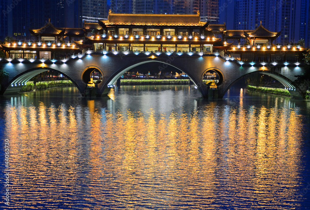 Anshun Bridge crosses the Jin river in Chengdu,China Stock Photo ...