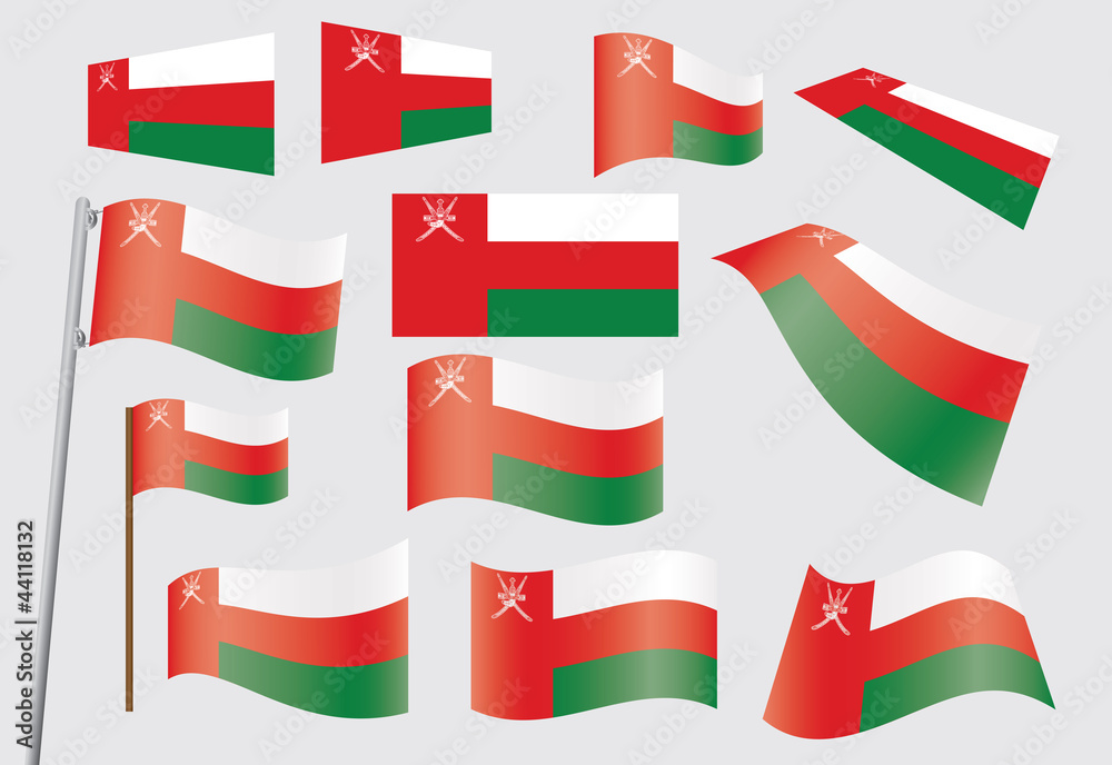 set of flags of Oman vector illustration Stock Vector | Adobe Stock