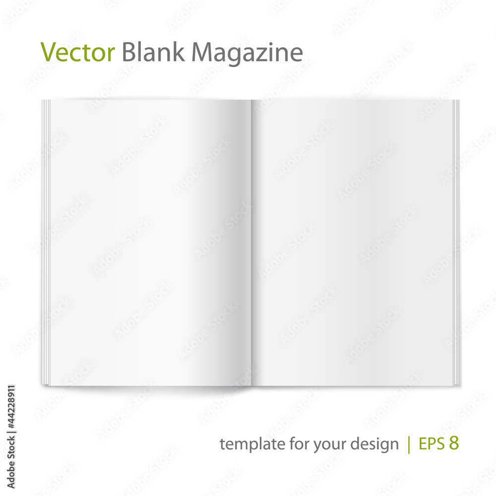 Vector blank magazine spread on white background. Using mesh Stock ...