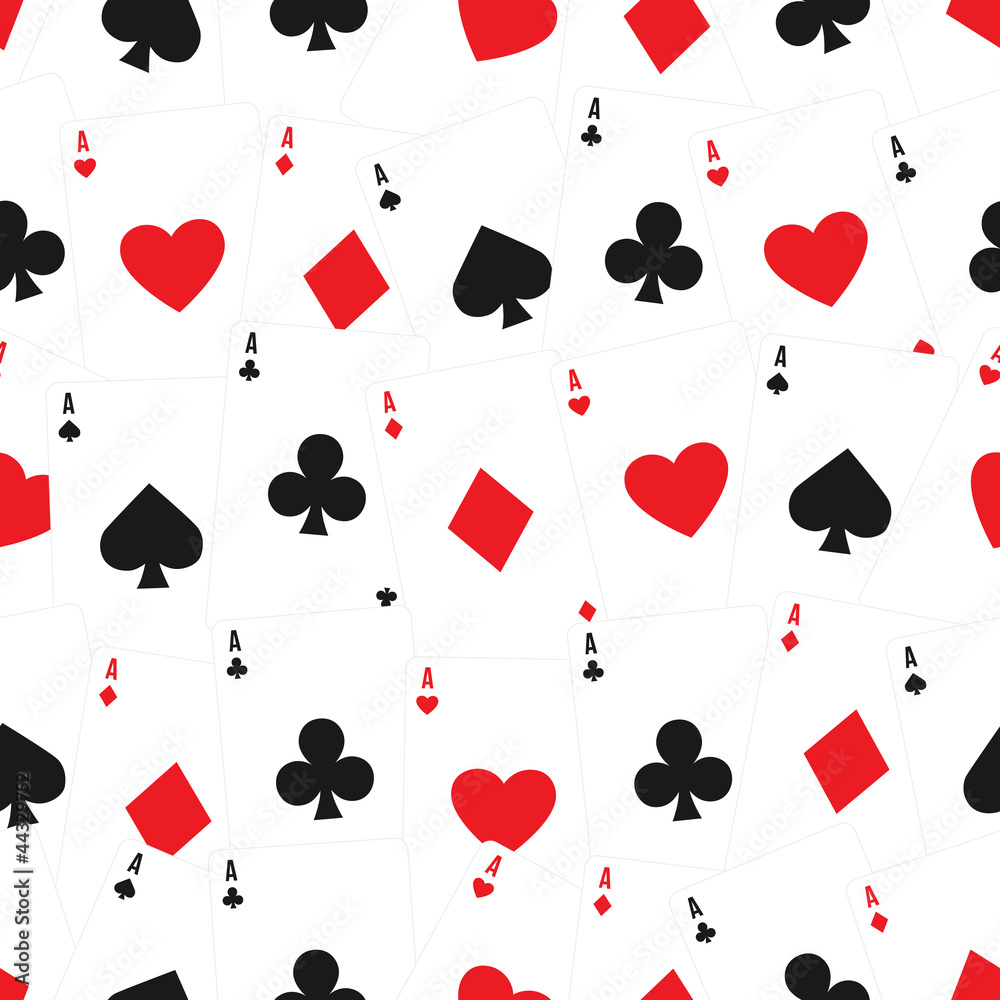 Playing cards seamless background pattern. Vector illustration. Stock ...