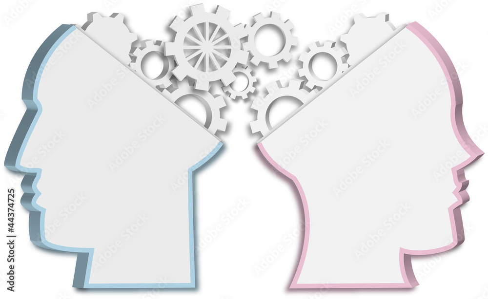 Mujer y Hombre Reflexionando ilustración de Stock | Adobe Stock