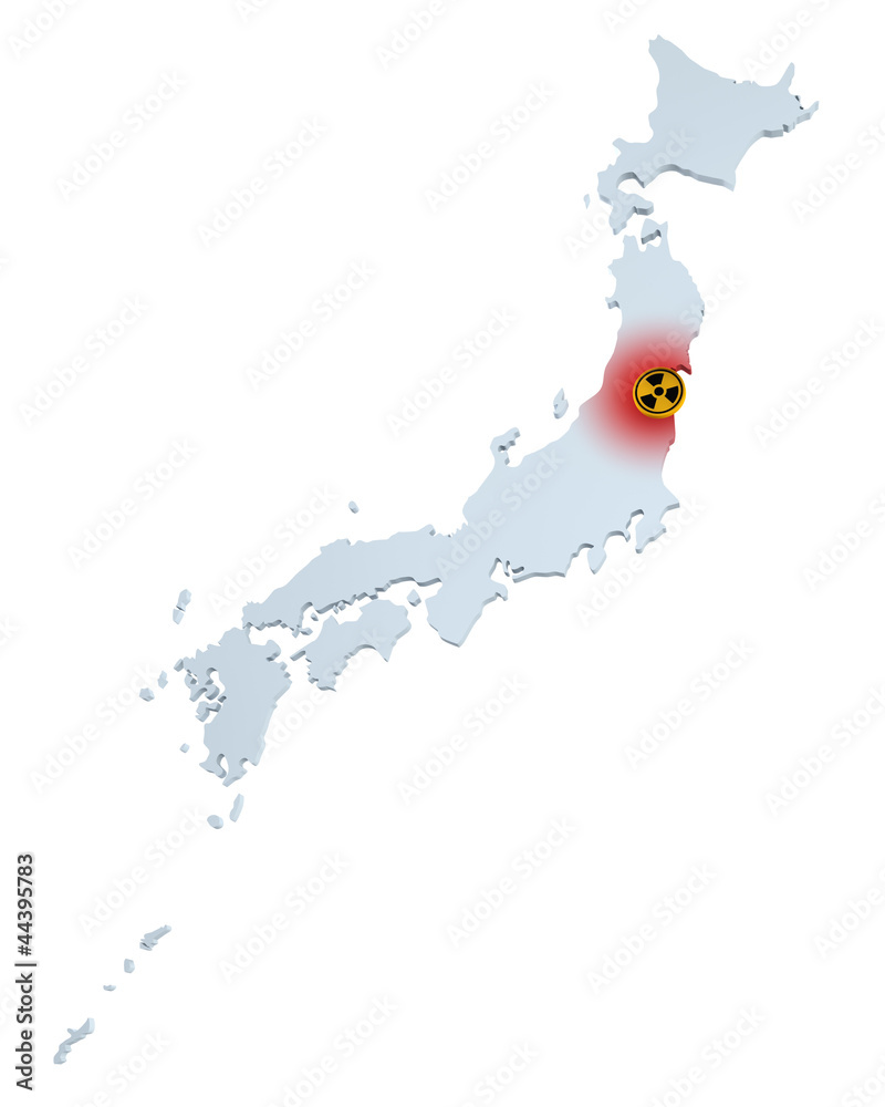 Map of Japan with sign of radioactive contamination Stock Illustration ...