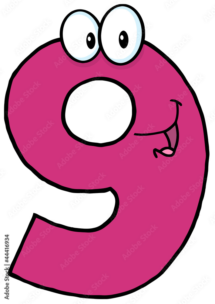 Number Nine Cartoon Mascot Character Stock Vector | Adobe Stock