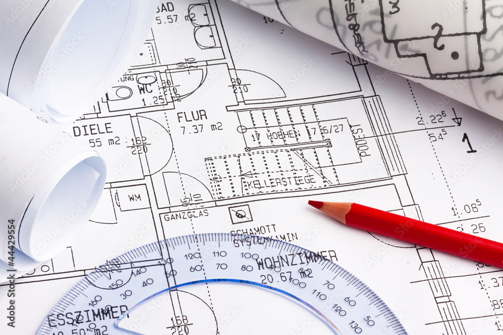 Bauplan eines Wohnhauses. Hausbau Stock-Foto | Adobe Stock