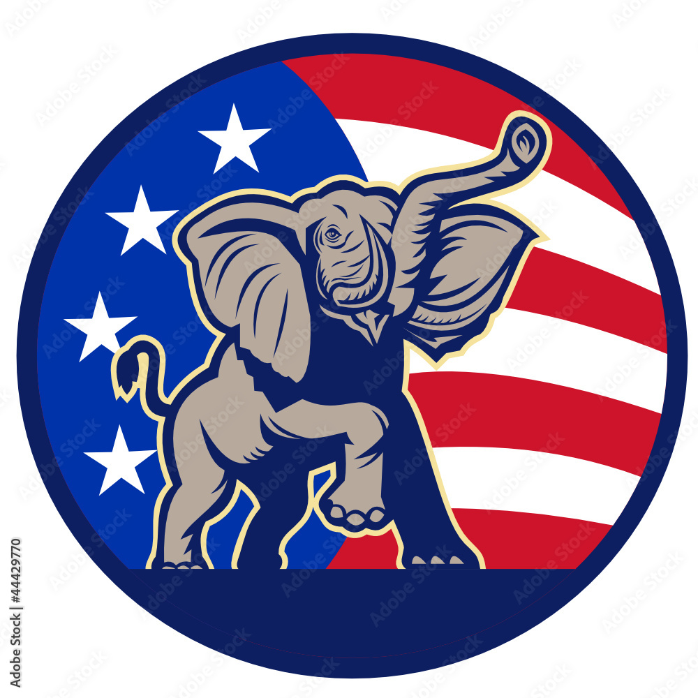 Republican Elephant Mascot USA Flag Stock Vector | Adobe Stock