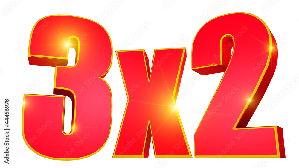 3x2 discount with gold trim and bright stars ilustración de Stock ...