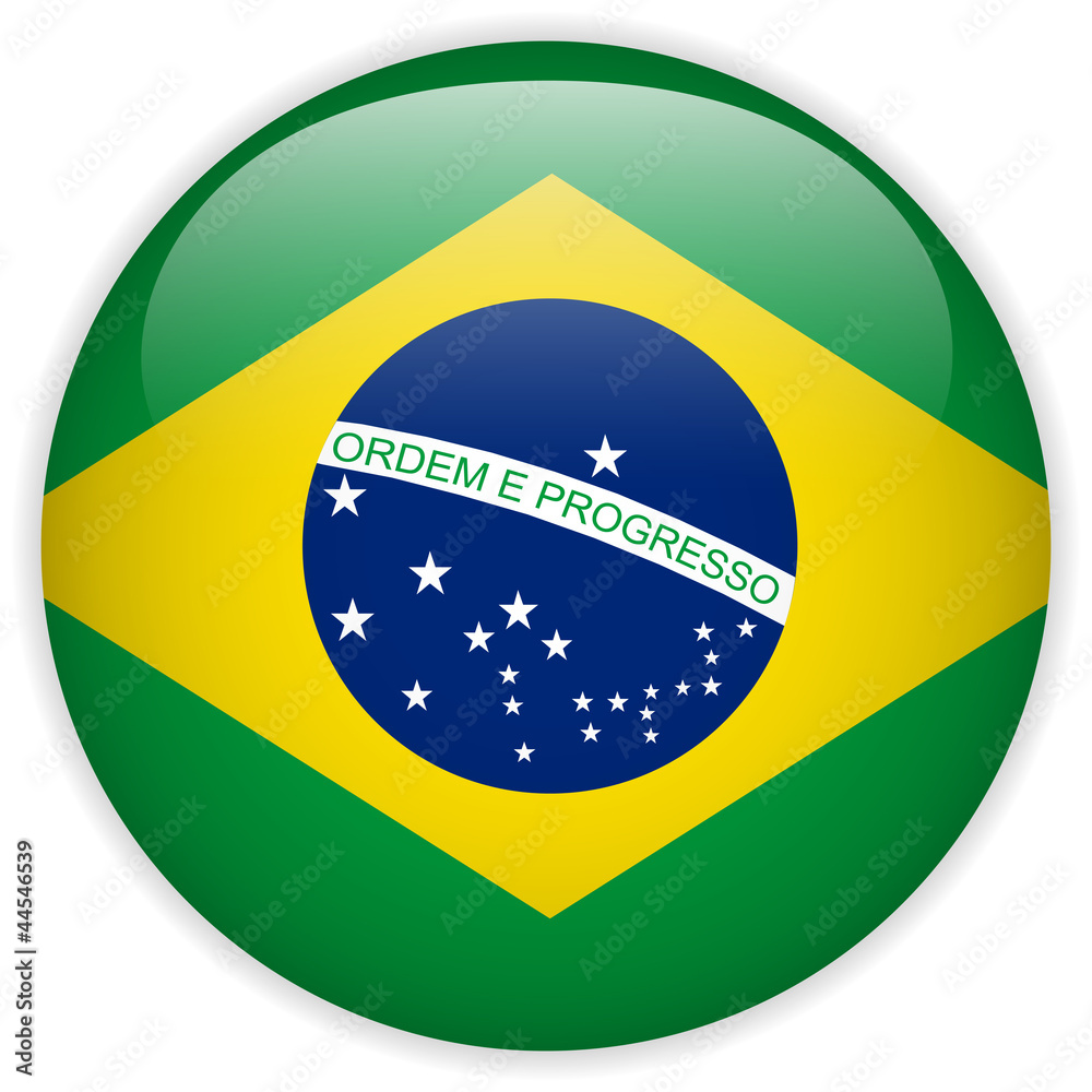 Brazil Flag Glossy Button Stock Vector | Adobe Stock
