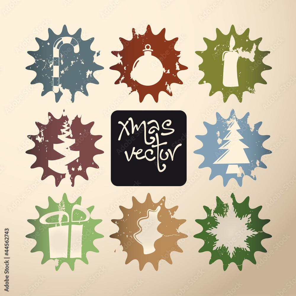 vector christmas poster made from icons Stock Vector | Adobe Stock