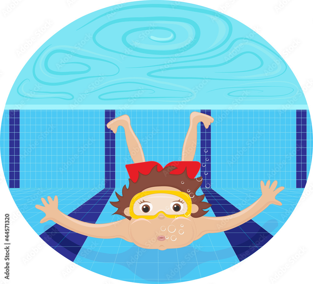 Boy diving in the swimming pool Stock Vector | Adobe Stock