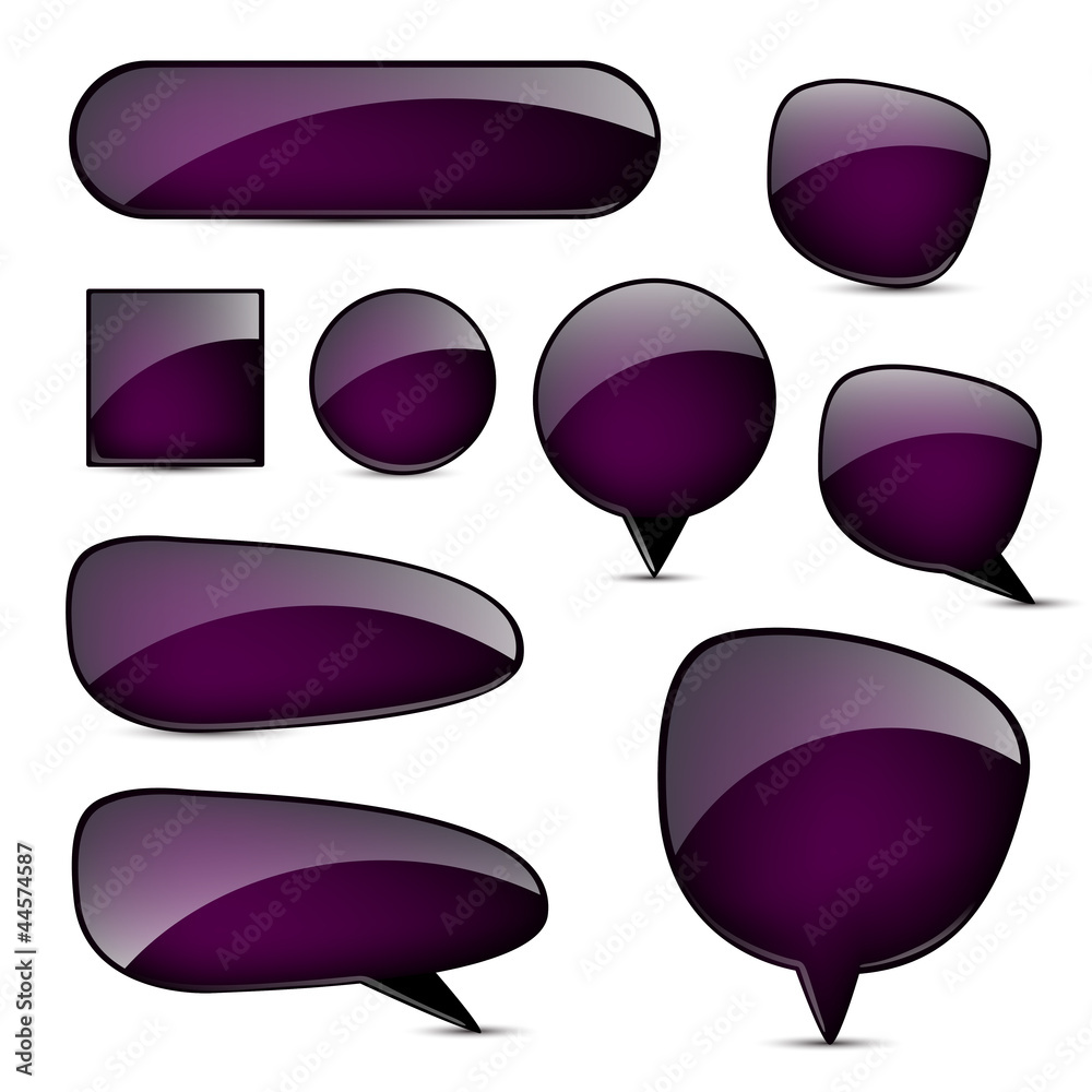 Vector set of black buttons and speech bubbles Stock Vector | Adobe Stock