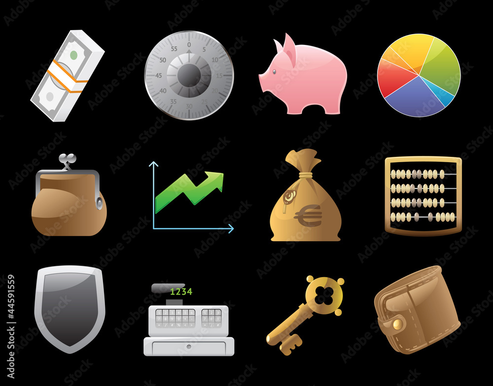 Icons for finance, money and security Stock Vector | Adobe Stock
