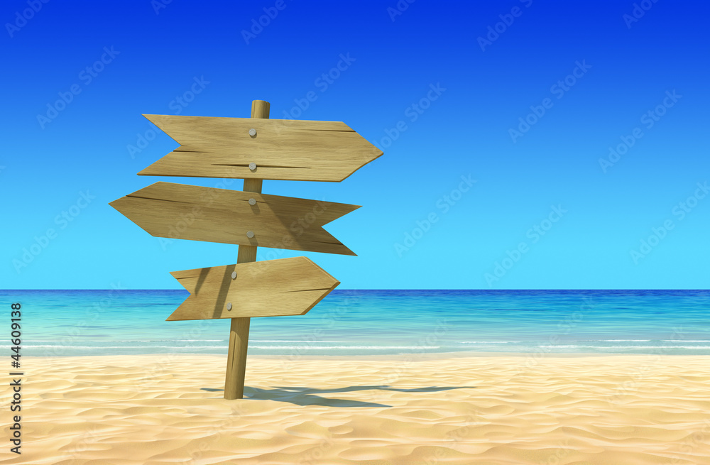 Guide Sign on Beach Background. Guideboard with copyspace Stock ...