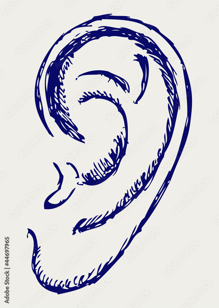 Human ear. Doodle style Stock Vector | Adobe Stock