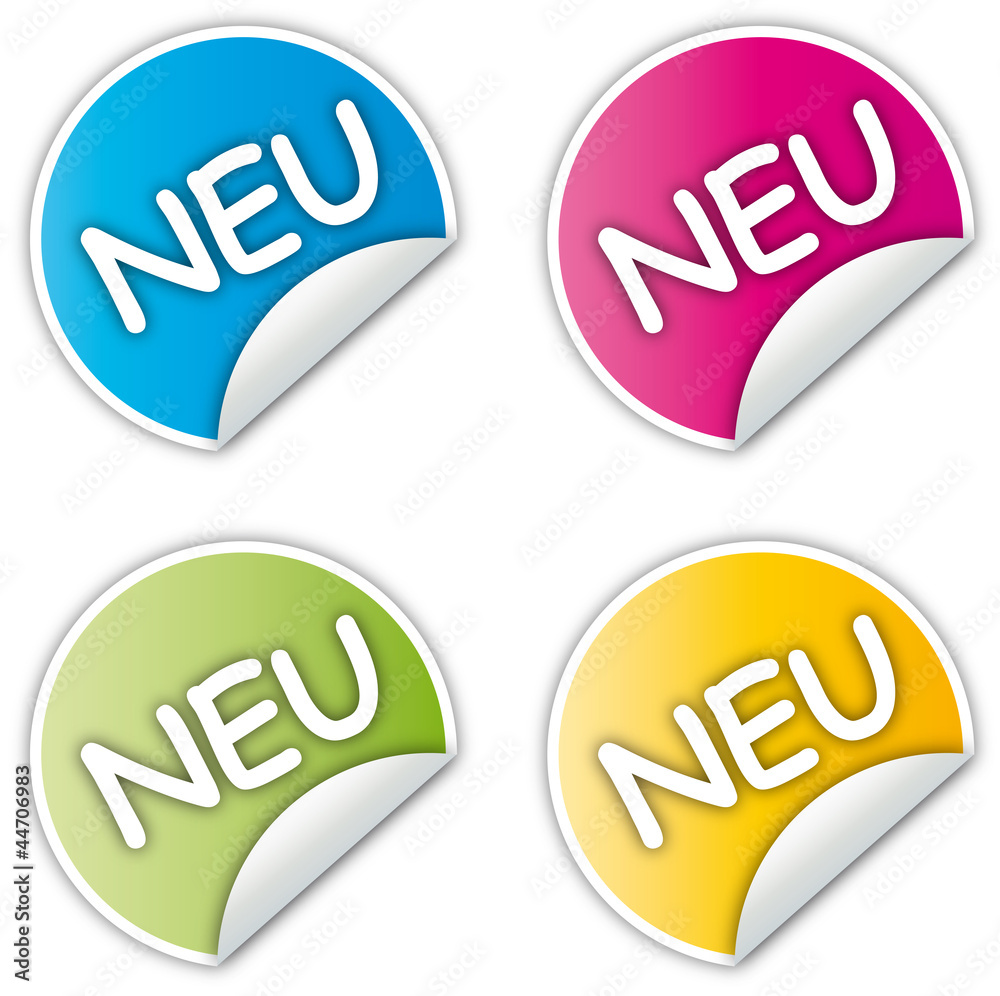 Button - neu - signalfarbe - störer Stock-Vektorgrafik | Adobe Stock